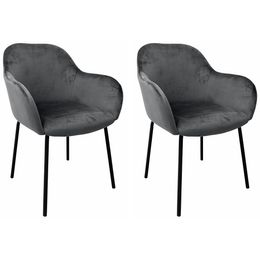 Esszimmerstuhl OTTO HOME, B:59cm H:80cm T:59cm, grau, 100% Polyester, St&uuml;hle, "Dannika", pflegeleichter Veloursstoff, schwarze Metallbeine,