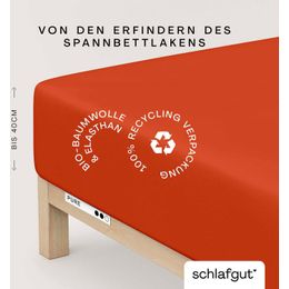 Spannbettlaken Schlafgut, rot, Jersey-Elasthan, Obermaterial: 95% Baumwolle, 5% Elasthan, Bettlaken, "PURE BOXSPRING Bio-Baumwolle mit Elasthan, 170