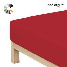 Spannbettlaken Schlafgut, rot, Jersey, Obermaterial: 100% Baumwolle, Bettlaken, "Basic Cotton Bettlaken, 160 g/m&sup2;, 100% Baumwolle, Spannbetttuch",