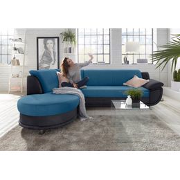 Ecksofa Trendmanufaktur, B:265cm H:85cm T:190cm, schwarz, Kunstleder SOFTLUX / Struktur (77% Polyester; 23% Polyacryl);Luxus-Microfaser ALCAZAR (100%