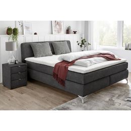 Jockenh&ouml;fer Boxspringbett, B:188cm L:209cm, grau, JOCKENH&Ouml;FER GRUPPE, Bezug Bett: Microfaser (100% Polyester);Topper und Matratzenspiegel: 100% Polyester,
