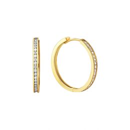 Firetti Damen Paar Creolen "Schmuck Geschenk Gold 375 Ohrschmuck Ohrringe Memoire", 22mm, Gelbgold 375gelbgoldfarben, kristallwei&szlig;, kristallwei&szlig;,