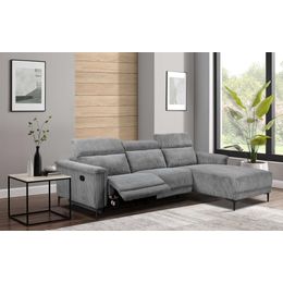 Ecksofa OTTO HOME, B:261cm H:97cm T:179cm, grau, 100% Polyester, Wohnzimmer, Sofas, "LUND Cord, L-Form, 261 cm, man. o. elektr. Relaxfunktion (mit