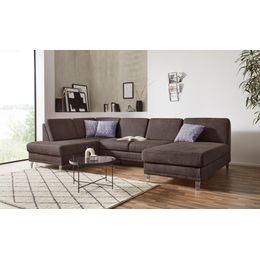 Sit & More Wohnlandschaft SIT & MORE, B:319cm H:89cm T:190cm, braun, Sofas, "Clio U-Form", wahlweise mit Schlaffunktion und Bettkasten, inklusive Federkern