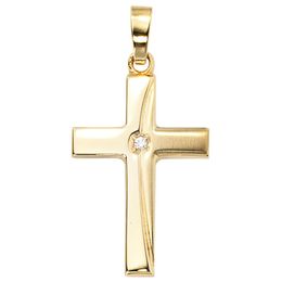 Jobo Damen Kreuzanh&auml;nger "Anh&auml;nger Kreuz", Gelbgold 333, gold, Gelbgold 333, Schmuckanh&auml;nger, 333 Gold mit Zirkonia