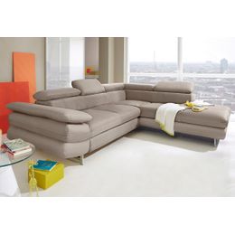 Ecksofa COTTA, B:262cm H:73cm T:228cm, beige, Wohnzimmer, Sofas, "Solution L-Form", mit Arm- & Kopfteilverstellung, wahlweise mit Schlaffunktion