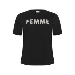 Kaffe Curve T-Shirt 'Ariana' Damen Gr&ouml;&szlig;e L beige / schwarz