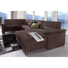 Sit & More Wohnlandschaft SIT & MORE, B:312cm H:85cm T:204cm, braun, NaturLeder in Sitz und R&uuml;cken, Korpus ist mit passendem Kunstleder