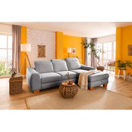 Ecksofa Home Affaire, B:264cm H:86cm T:170cm, grau, Luxus-Microfaser Florence (100% Polyester);Struktur fein (100% Polyester);Luxus-Microfaser