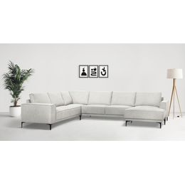 Wohnlandschaft OTTO HOME, B:342cm H:85cm T:260cm, braun, 100% Polyester, Sofas, "OLAND Flachgewebe U-Form, XXL, B: 342 cm, Skandi-Design",