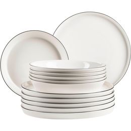 M&auml;ser M&Auml;SER Tafelservice "SITA, aus Porzellan", 12 Stk., schwarz-wei&szlig;, Geschirr-Sets, Teller Set, Geschirr-Set, Service