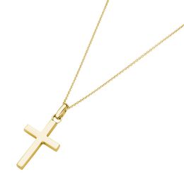 Smart Jewel Damen Kreuzkette "mit Anh&auml;nger Kreuz, Silber 925", 45cm, Silber 925 (Sterlingsilber), gold, Silber 925 (Sterlingsilber), Halsketten