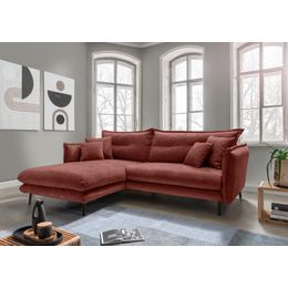 Ecksofa Home Affaire, B:255cm H:94cm T:180cm, orange, 100% Polyester, Wohnzimmer, Sofas, "Lazio modern und bequem, schmale Armlehnen, tolle