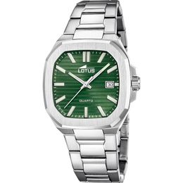 Lotus Herren Quarzuhr "Square Series", gr&uuml;n, Armbanduhren, Armbanduhr, Herrenuhr, Edelstahlarmband, analog, Tag