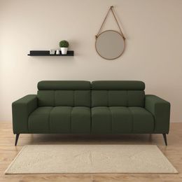 2-Sitzer DOMO collection, B:208cm H:79cm T:104cm, gr&uuml;n, 100% Polyester, Sofas, "Trento, mit Kufenfu&szlig; oder Einzelfu&szlig;", whlw. verstellbare Kopfteile,