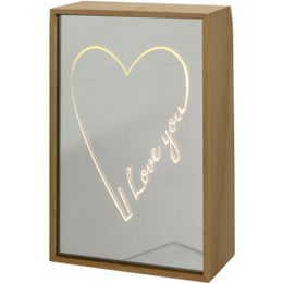 LED-Dekofigur CREATIV HOME, B:12cm H:18cm T:5cm, braun, Dekofiguren, "Dekoobjekt mit Schriftzug I LOVE YOU", mit LED-Beleuchtung