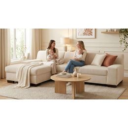 Ecksofa OTTO HOME, B:268cm H:74cm T:153cm, beige, 90% Polyester, 10% Nylon, Wohnzimmer, Sofas, "Faxe 268 x 153 cm, auch mit Schlaffunktion", L-Form,
