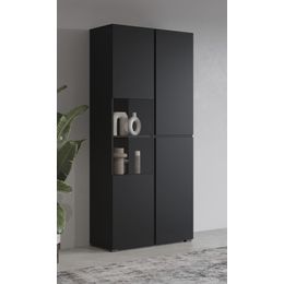 Vitrine OTTO HOME, B:79,5cm H:183,5cm T:40cm, schwarz, FSC-zertifizierter Holzwerkstoff, Glas, Melamin, Wohnzimmer, Schr&auml;nke, "Cross, H&ouml;he 183,5 cm,