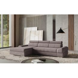 Sit & More Ecksofa SIT & MORE, B:284cm H:79cm T:171cm, grau, 90% Polyester, 10% Polyamid, Wohnzimmer, Sofas, "Broadway L-Form", inklusive Kopfteilverstellung,