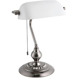 Eglo Tischleuchte "Banker Tischlampe, Vintage, Retro, E27 Schreibtischlampe, B&uuml;rolampe", 1, H: 39cm, 1 Stk., silber, Wohnzimmer, Leuchten,