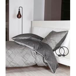 Bettw&auml;sche Janine, schwarz, Mako-Satin, Obermaterial: 100% Baumwolle, Bettw&auml;sche, "J. D.", Bettw&auml;sche aus Baumwolle, mit Rauten-Design