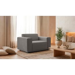 Loveseat OTTO HOME, B:140cm H:75cm T:96cm, grau, 100% polyester, Sessel, "Avelin, 1.5 Sitzer, 140 cm, Chenille, Struktur-Boucle", mit