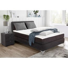 Jockenh&ouml;fer Boxspringbett, B:148cm L:209cm, grau, JOCKENH&Ouml;FER GRUPPE, Bezug Bett: Microfaser (100% Polyester);Topper und Matratzenspiegel: 100% Polyester,