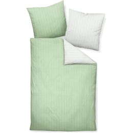 Wendebettw&auml;sche Janine, gr&uuml;n, Mako-Soft-Seersucker, Obermaterial: 100% Baumwolle, Bettw&auml;sche, "TANGO", mit Rei&szlig;verschluss