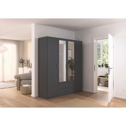 Kleiderschrank Rauch, B:181cm H:210cm T:54cmgraumetallic, griffe chrom, Holzwerkstoff, Kinderzimmer, Schr&auml;nke, "Schrank Garderobe Ankleide GAMMA
