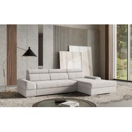 Sit & More Ecksofa SIT & MORE, B:284cm H:79cm T:171cm, grau, 90% Polyester, 10% Polyamid, Wohnzimmer, Sofas, "Broadway L-Form", inklusive Kopfteilverstellung,