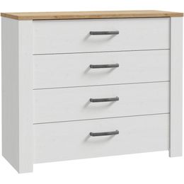 Kommode FORTE, B:101,4cm H:87cm T:42cm, wei&szlig;, Spanplatte, Schlafzimmer, Sideboards, "Bohol", B/H/T 101,4/87/42 cm, 4 Schubk&auml;sten