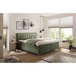 Boxspringbett Hapo, B:211cm L:200cm, gr&uuml;n, Polyester, Jugendzimmer, Komplettbetten, "Neyla erh&auml;ltlich in den Breiten 100, 160, 180 & 200cm", in