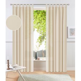 Vorhang OTTO HOME, B:140cm H:145cm, beige, Polyester, Recyceltes Material, Wohnzimmer, Gardinen, "Parry", 2-er Set, blickdicht, monochrom, basic