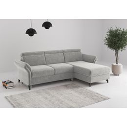 Sit & More Ecksofa SIT & MORE, B:253cm H:84cm T:166cm, grau, 100% Polyester, Wohnzimmer, Sofas, "Glendale, L-Form", inkl. Kopfteilverstellung,wahlweise mit