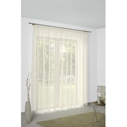 Gardine WIRTH, B:700cm H:105cm, beige, Voile, Polyester, Wohnzimmer, Gardinen, "Manuela", Fertig-Store mit Metall&ouml;sen nach Ma&szlig;