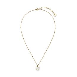 s.Oliver Damen Kette mit Anh&auml;nger "Pearl Heart, Herz", Edelstahl, L: 50 B: 3mmgelbgoldfarben, perlmuttfarben, Edelstahl, B:3mm, Halsketten, mit