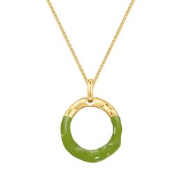 YOKOAMII Damen Kette mit Anh&auml;nger "AV105", 65,0cm Basiskette + 5,0cm Verl&auml;ngerung, gr&uuml;n, Halsketten