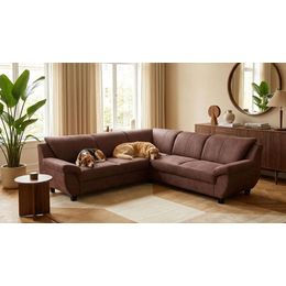 Ecksofa OTTO HOME, B:251cm H:80cm T:251cm, braun, 100% Polyester, Wohnzimmer, Sofas, "Silkeborg 251 x 251 cm, formsch&ouml;nes Sofa mit dunklen F&uuml;&szlig;en",
