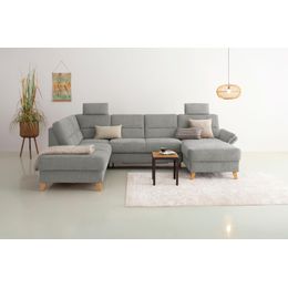 Wohnlandschaft OTTO HOME, B:303cm H:90cm T:213cm, grau, 100% Polyester, Sofas, "Westerland U-Form", Federkern, wahlweise Schlaffunktion, Stauraum und