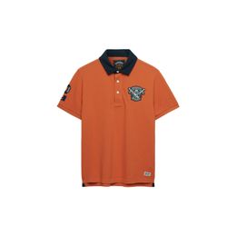 Superdry Herren Poloshirt "VINTAGE PIQUE RUGBY POLO", orange, Gr. M, bedruckt, Single Jersey, Obermaterial: 100% Baumwolle, Shirts, mit Kurzarm, aus
