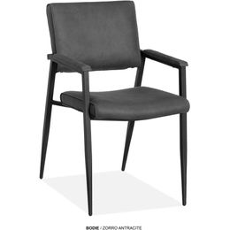 Esszimmerstuhl OMG DESIGN, B:46cm H:89,5cm T:64,5cm, grau, Polyester, St&uuml;hle, "Bodie", bequemer Armlehnenstuhl, pflegeleichter Bezug