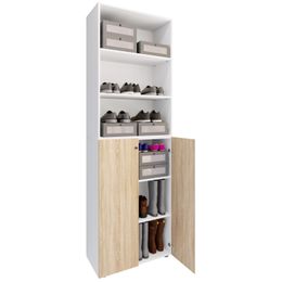 Schuhschrank Vcm, B:70cm T:40cm, braun, Obermaterial: 100% Holz Wood., Flur, Schr&auml;nke, "XL Holz Gro&szlig;er Schuhschrank Schuhkommode Lona 6"