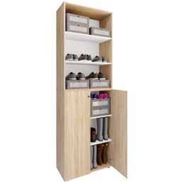 Schuhschrank Vcm, B:70cm T:40cm, braun, Obermaterial: 100% Holz Wood., Flur, Schr&auml;nke, "XL Holz Gro&szlig;er Schuhschrank Schuhkommode Lona 6"