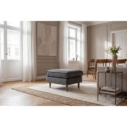 Polsterhocker OTTO HOME, B:76cm H:45cm T:56cm, grau, 100% Polyester, Hocker, "Pinto Skandi", mit Keder, Massivholzf&uuml;&szlig;e Eiche ger&auml;uchert