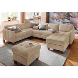 Wohnlandschaft Home Affaire, B:292cm H:80cm T:204cm, grau, Struktur fein (100% Polyester);Luxus-Microfaser ALTARA NUBUCK (100%