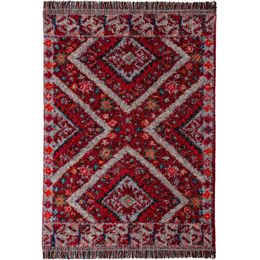 Teppich FLAIR RUGS, B:133cm H:30mm L:190cmrot, Oberfl&auml;che: 100% Polyester. R&uuml;ckseite: 45% Baumwolle, 29% Synthetik, 26% Polyester, Teppiche, "EMIL