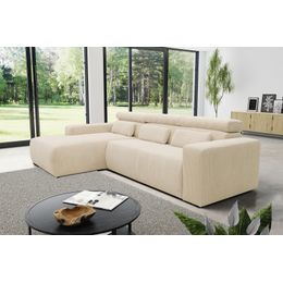 Ecksofa DOMO collection, B:289cm H:80cm T:175cm, beige, Luxus-Microfaser in Antikleder-Optik (100% Polyester);Luxus-Microfaser (100%