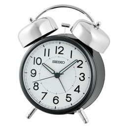 Seiko Quarzweckerschwarz, Wecker, Glockenwecker, Schlafzimmer, durchlaufende Sekunde, Beleuchtung