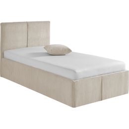 Polsterbett, B:108cm L:210cm, beige, Westfalia Schlafkomfort, Bezug. Hochwertiger Breitcord, 100% Polyester pflegeleicht, Polsterung: Polsterwatte,