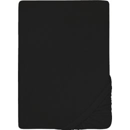 Spannbettlaken Biberna, L:200cm, schwarz, Frottee, Obermaterial: 80% Baumwolle, 20% Polyester, Bettlaken, "Pepe", weicher Frottee-Stretch